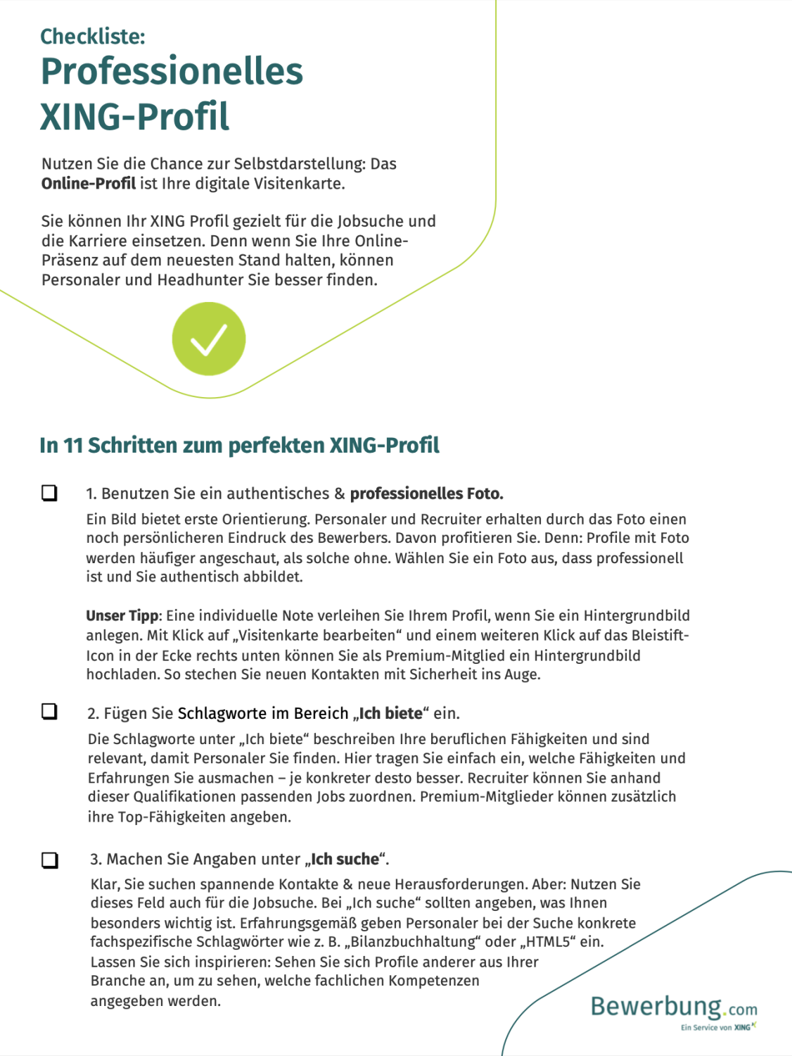 XING Profil optimieren mit dieser Checkliste